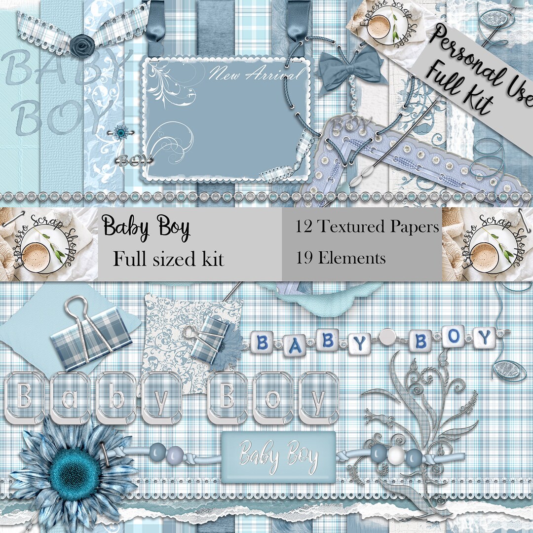 Baby Boy Digital Page Kit by the Espresso Scrap Shoppe - Etsy