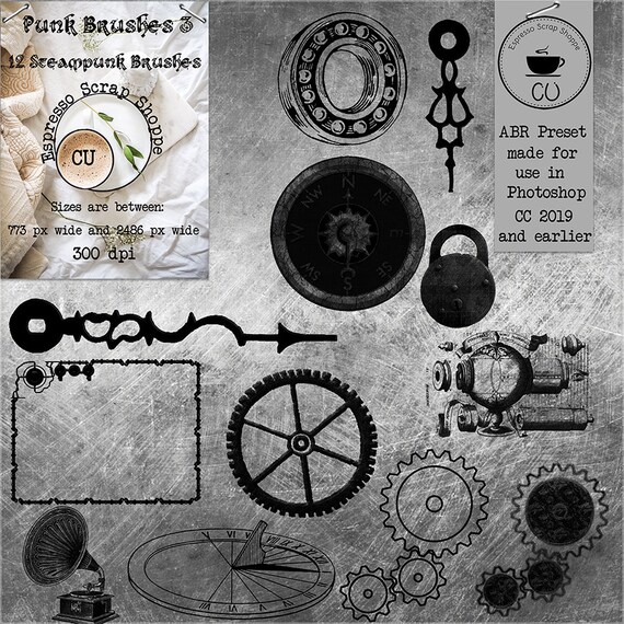 Punk Brushes Set 3 Steampunk Style Brushes for Photoshop | Etsy
