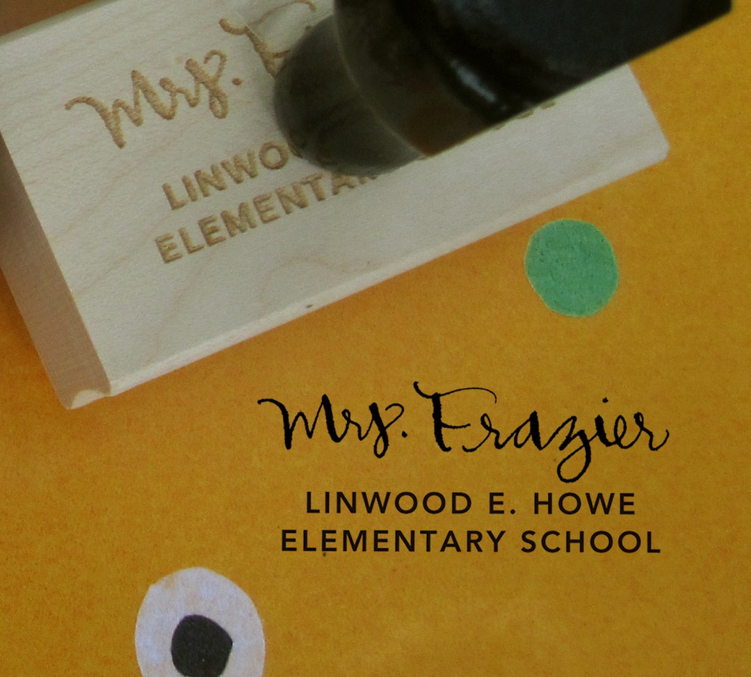 Personalized Teacher Stamp - Teacher and School Name - Rubber Stamp ...