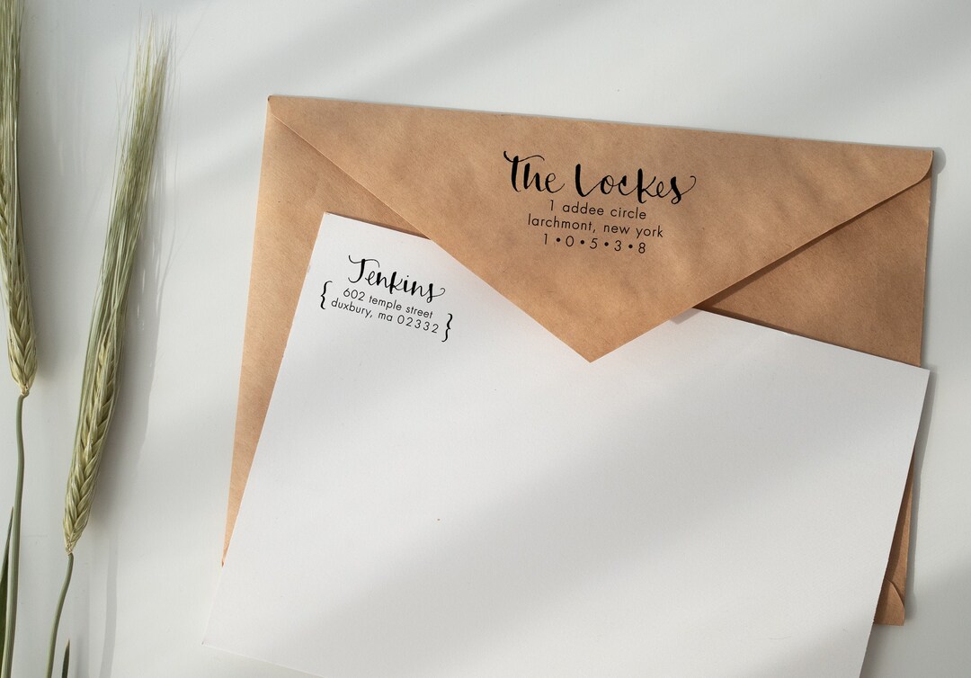 Calligraphy Address Stamp - Hand Written Name - Rubber Stamp Wood ...