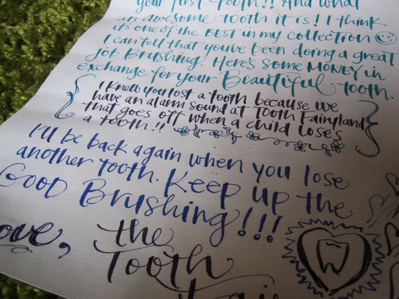 Personalized Tooth Fairy Letter in Hand Written Calligraphy for Child's ...