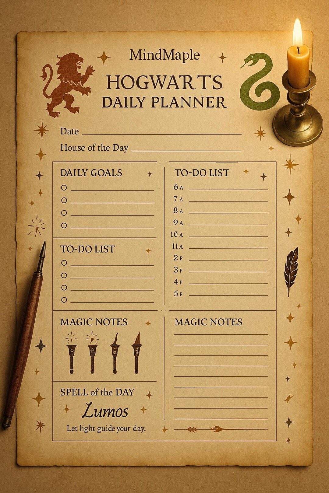 Hogwarts Character Themed Daily Planner | Harry Potter Inspired ...