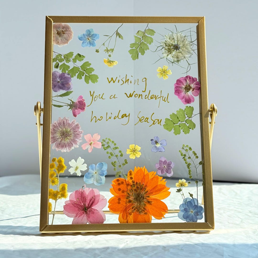 Pressed Flower Picture Frame and Customized Greeting,pressed Flower ...