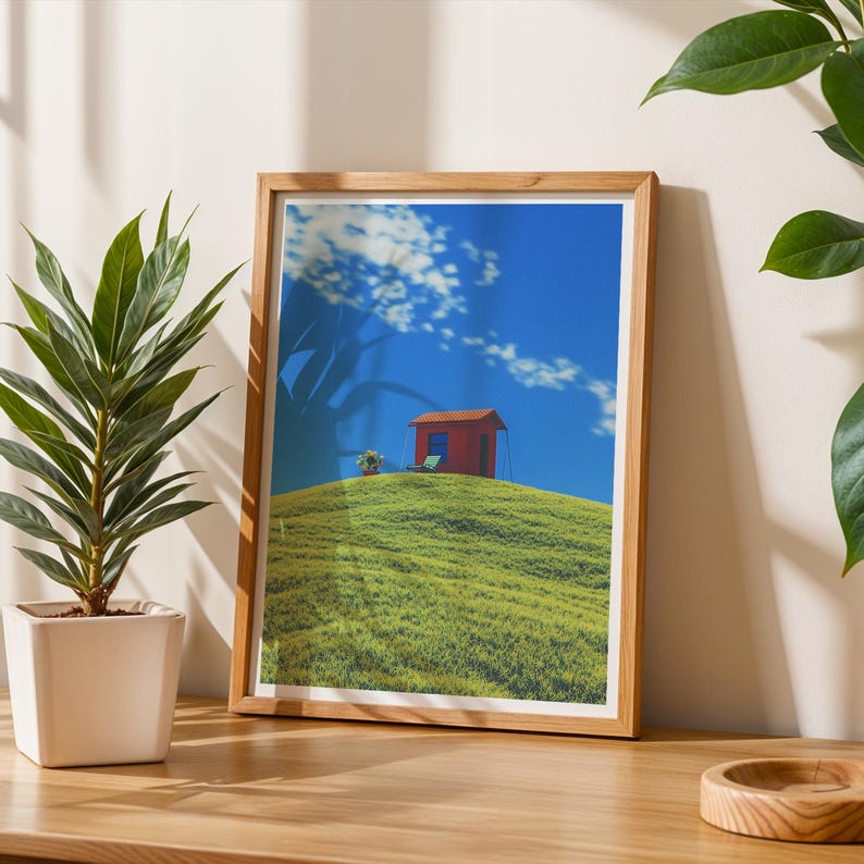 Liminal Hill Dreamcore Poster - Surreal Tiny House Wall Art, Weirdcore ...