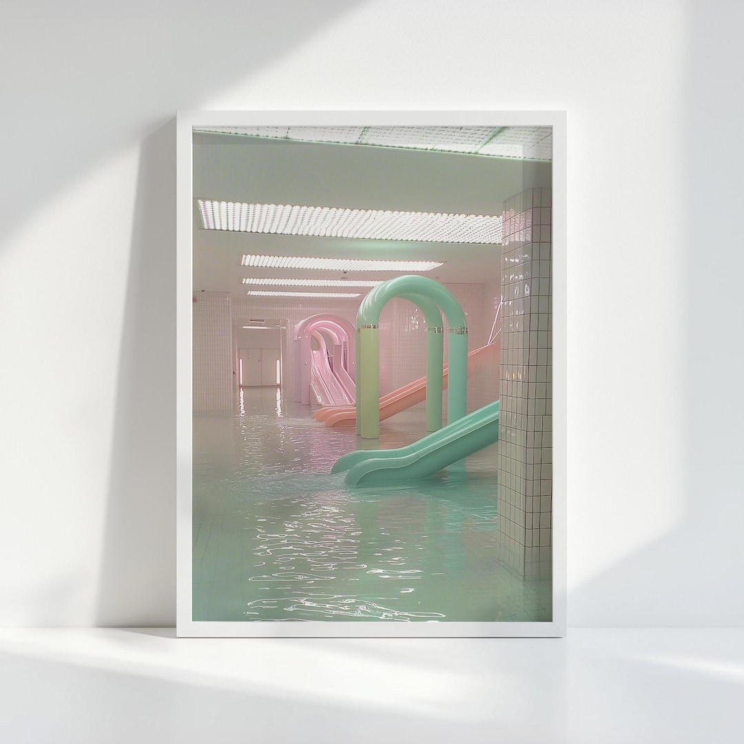 Dreamcore Pastel Pool Slide Poster - Surreal Liminal Space Wall Art ...