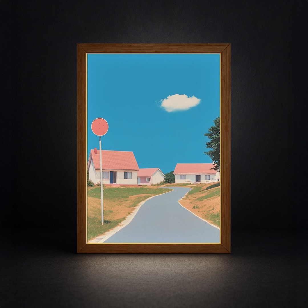 Dreamcore Lightbox Frame A4 - Liminal Suburb Poster With Empty Road ...