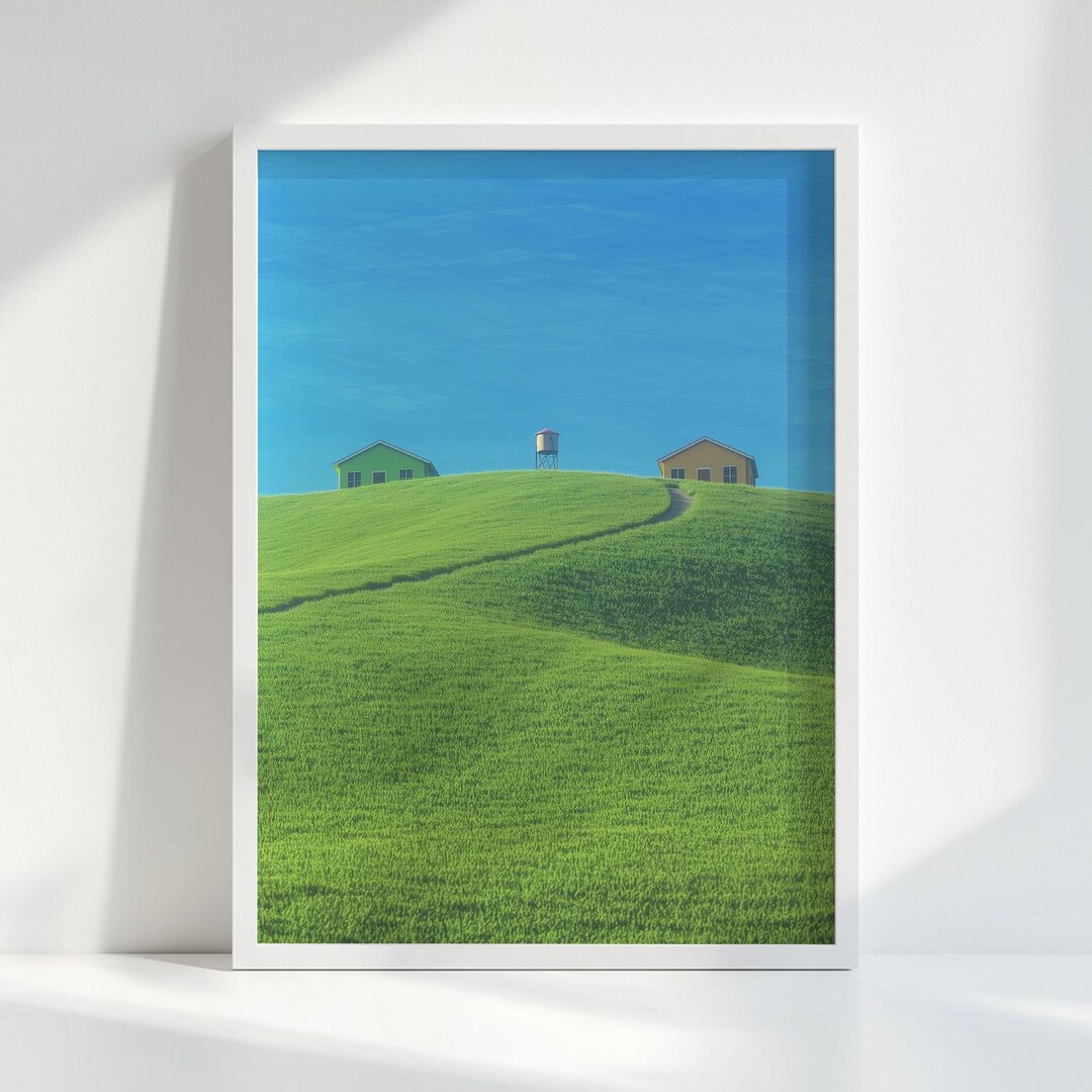 Surreal Liminal Space Art Print - Dreamcore Nostalgic Hillside Houses ...