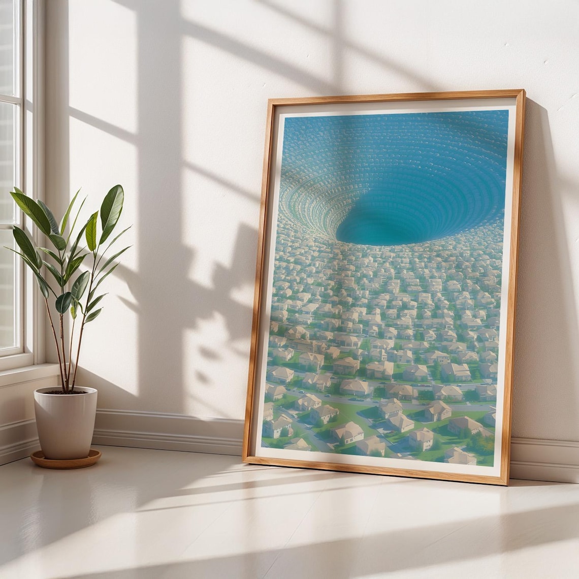 Dreamcore Suburb Vortex Poster - Weirdcore Liminal Space Wall Art, Surreal Pastel Neighborhood ...