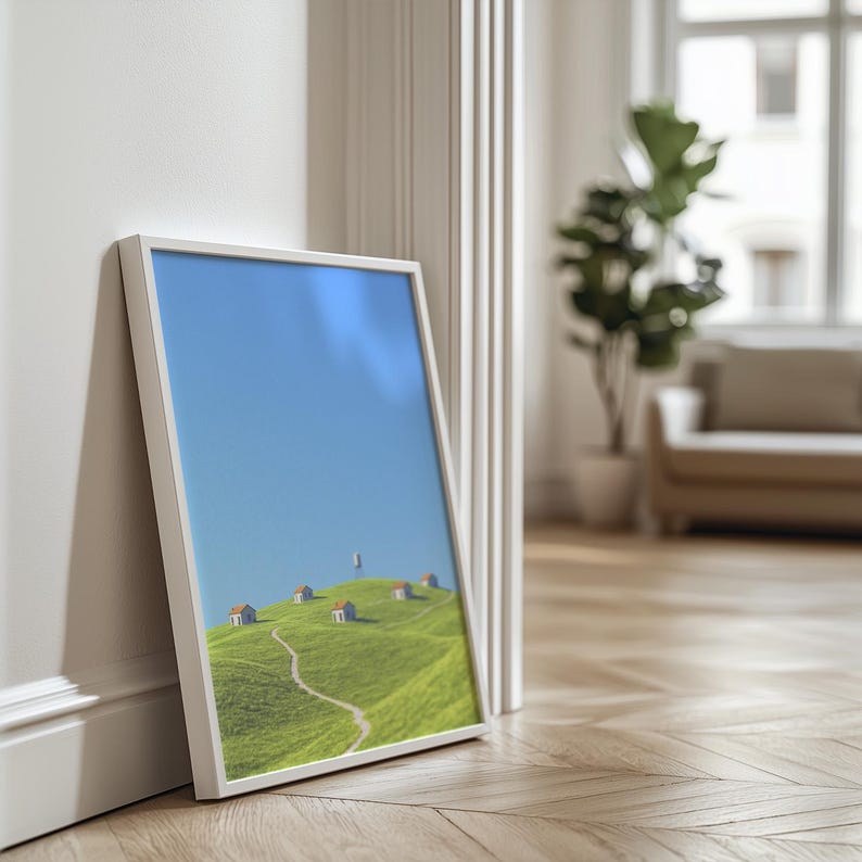 Dreamcore Liminal Space Art Print - Surreal Nostalgic Hillside Houses ...