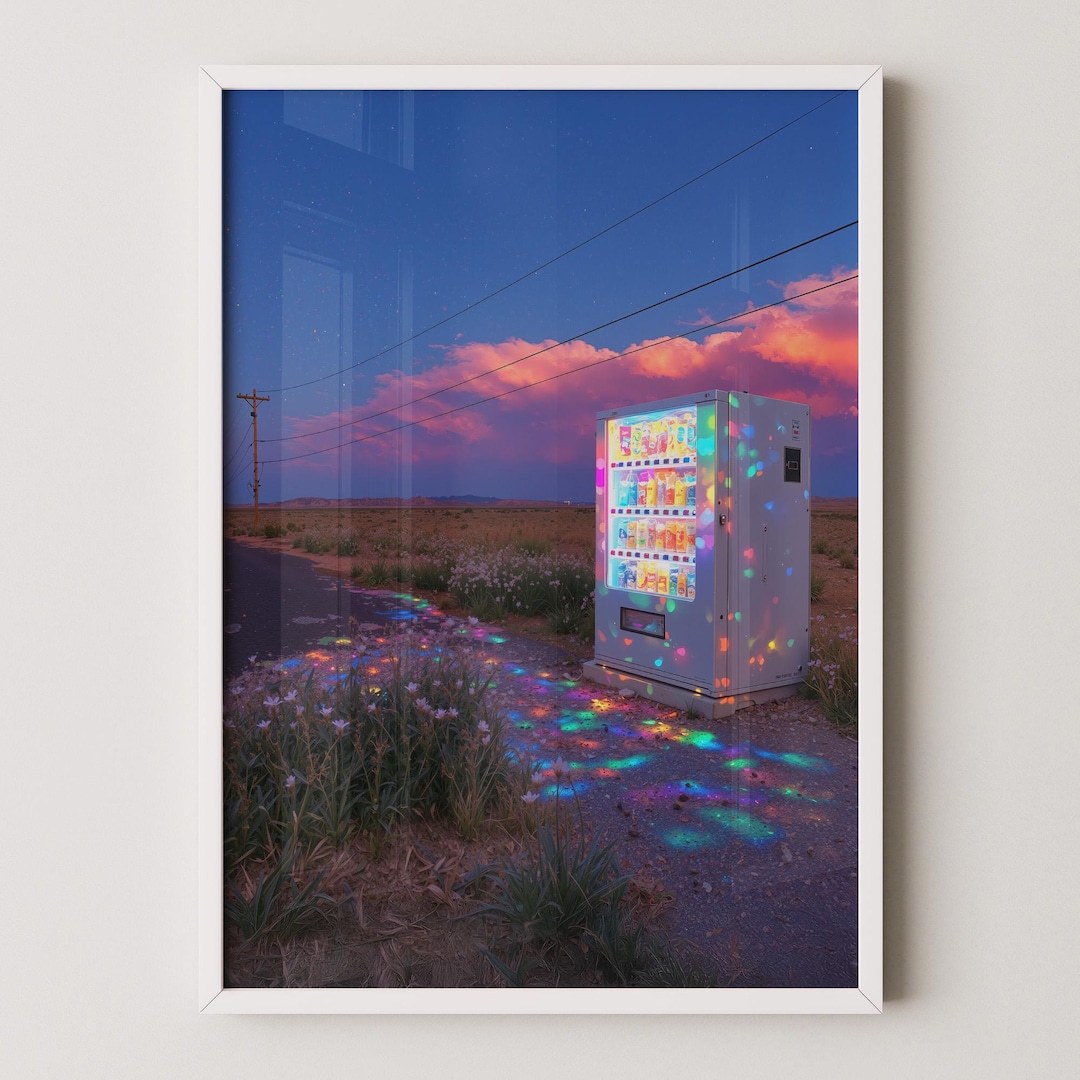 Neon Roadside Vending Poster – Dreamcore Liminal Space Wall Art ...
