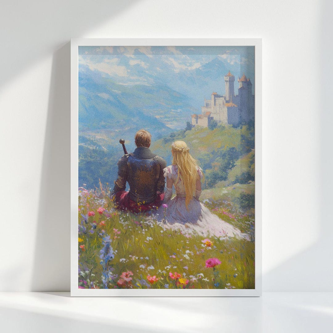 Light Fantasy Medieval Knight Poster - Surreal Castle Romance Art Print ...