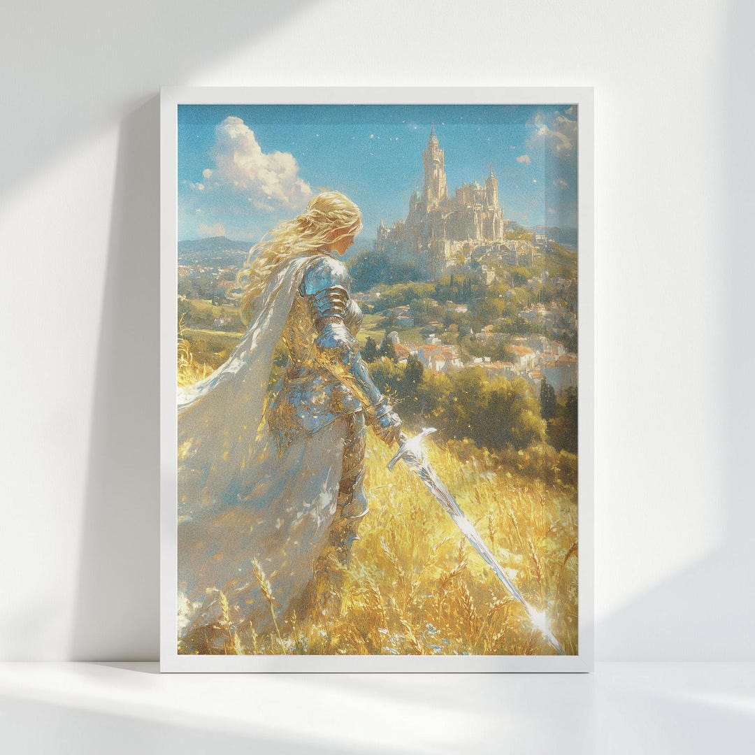 Light Fantasy Medieval Knight Poster - Surreal Warrior Art Print ...