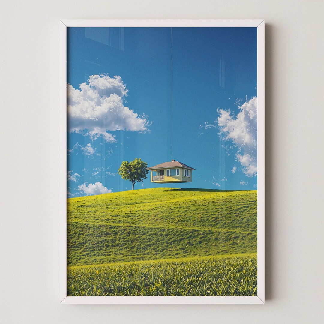 Dreamcore Floating House Poster – Surreal Liminal Space Wall Art ...