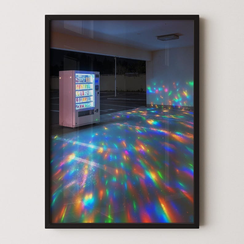 Neon Vending Machine Poster – Dreamcore Liminal Space Wall Art ...