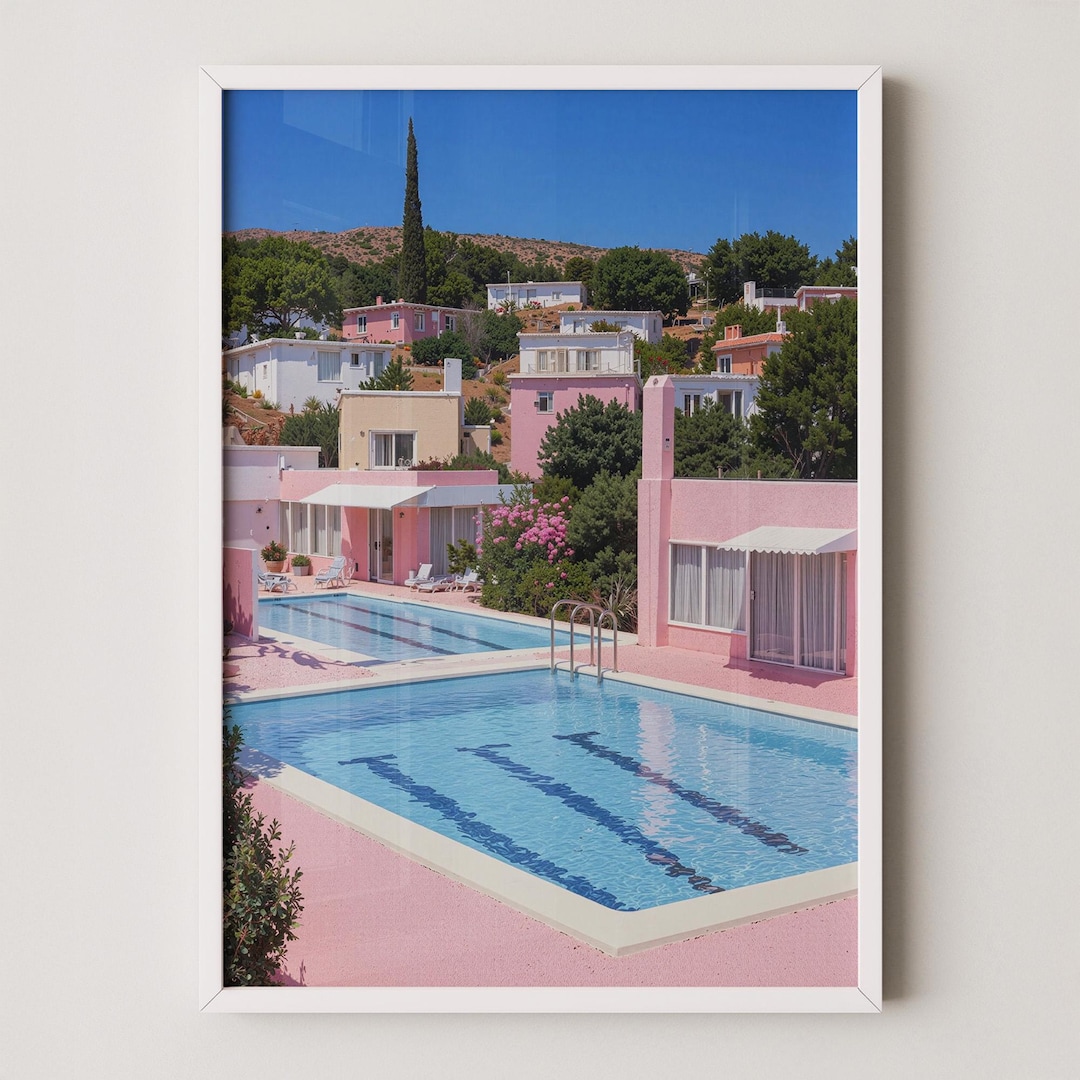 Pink Reverie Pool Villas Poster – Dreamcore Surreal Liminal Space Wall ...