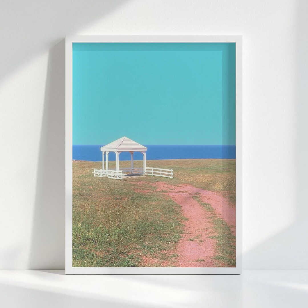 Dreamcore Liminal Space Poster - Weirdcore Aesthetic Print, Backrooms Surreal Gazebo by the Sea ...