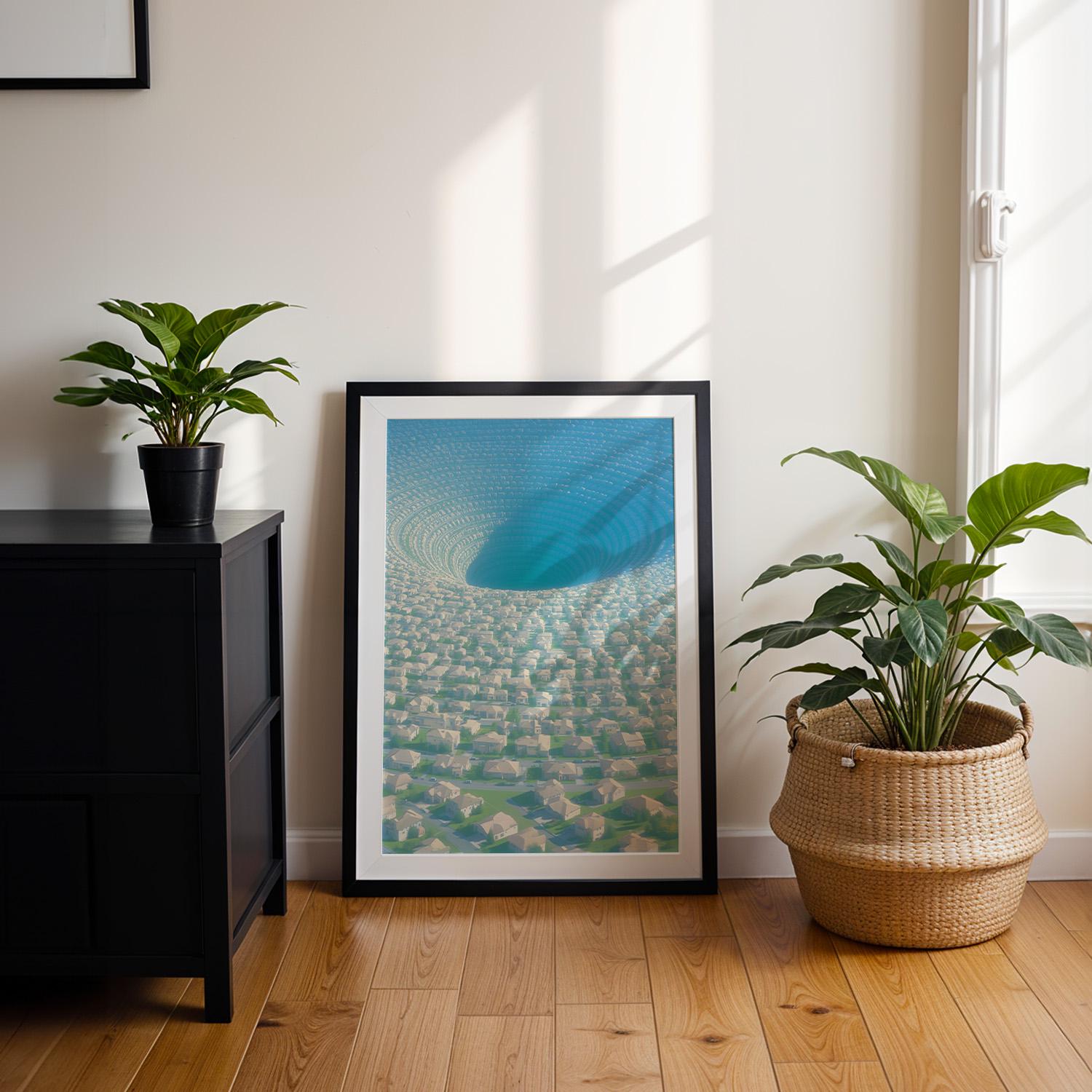 Dreamcore Suburb Vortex Poster - Weirdcore Liminal Space Wall Art, Surreal Pastel Neighborhood ...