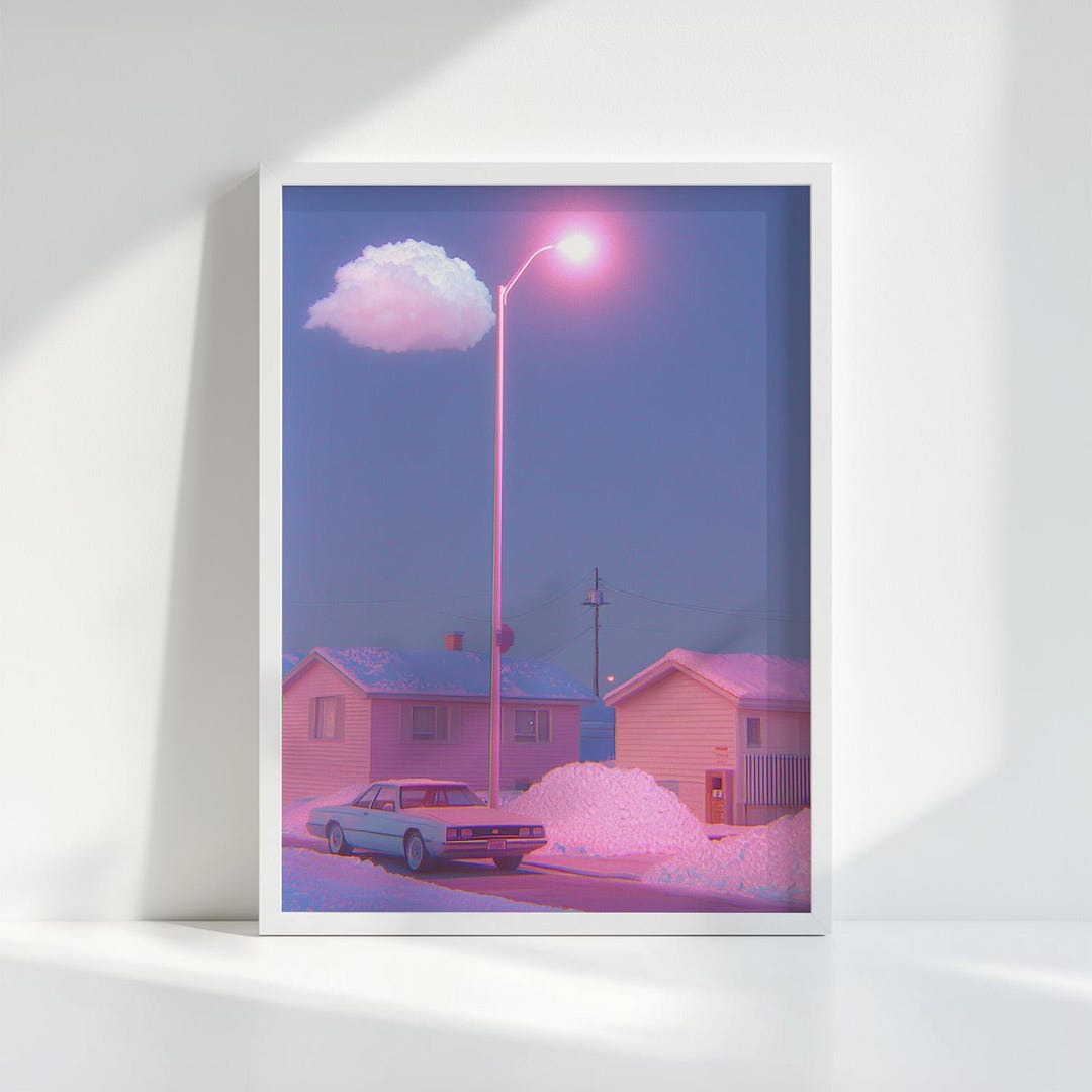 Vaporwave Suburb Dreamcore Poster - Weirdcore Night Scene Wall Art ...