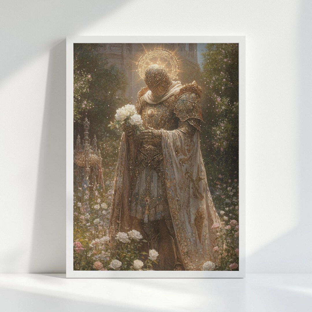 Light Fantasy Knight Poster - Celestial Warrior Art Print, Mystic ...