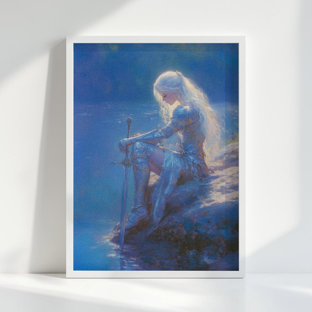 Light Fantasy Medieval Knight Poster - Surreal Warrior Woman Art Print ...