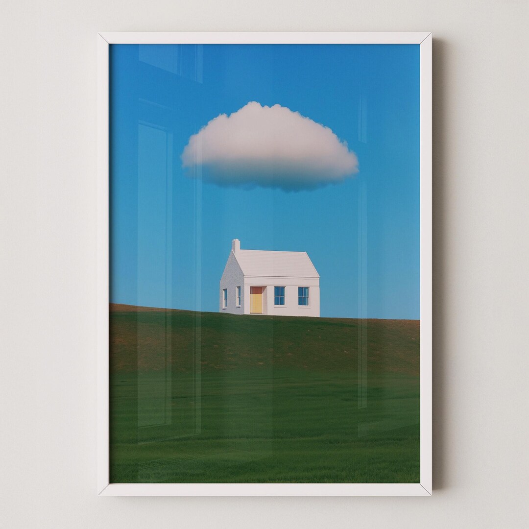 Minimal Dreamcore Cloud Poster - Weirdcore Liminal House Wall Art ...
