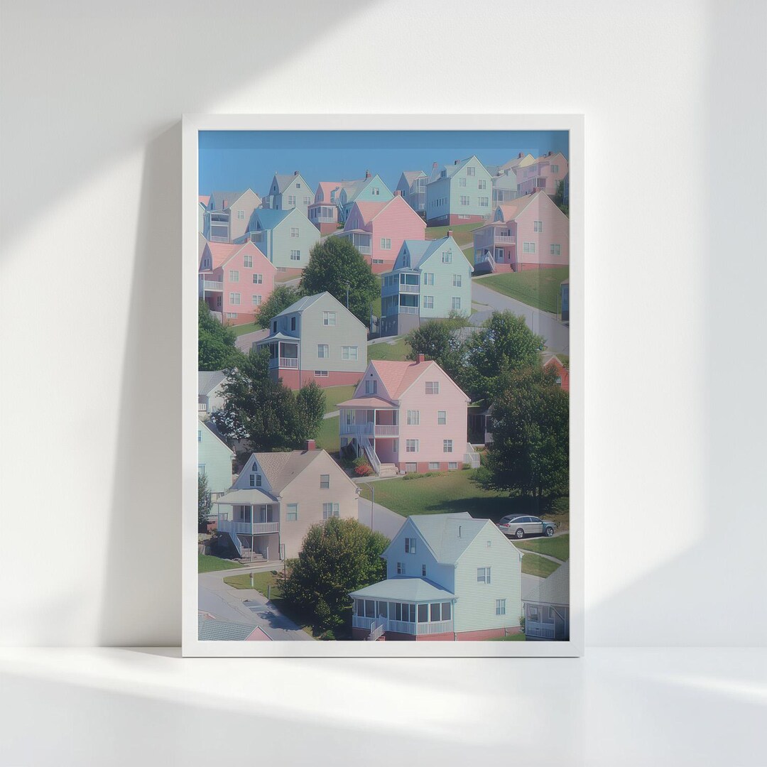 Dreamlike Suburb Poster - Weirdcore Liminal Landscape Wall Art, Pastel ...