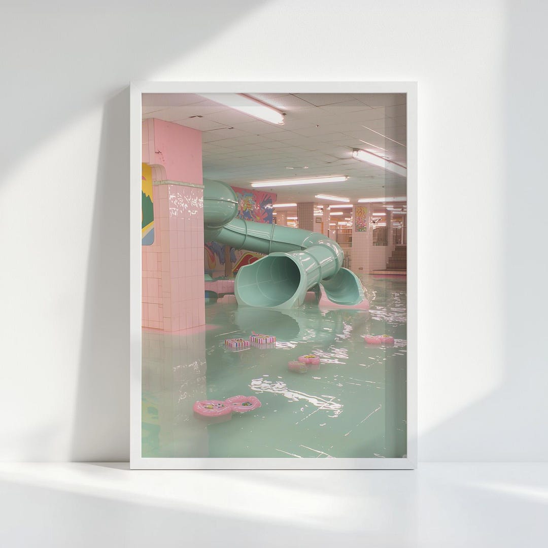 Dreamcore Pastel Pool Slide Poster - Weirdcore Liminal Space Art Print ...