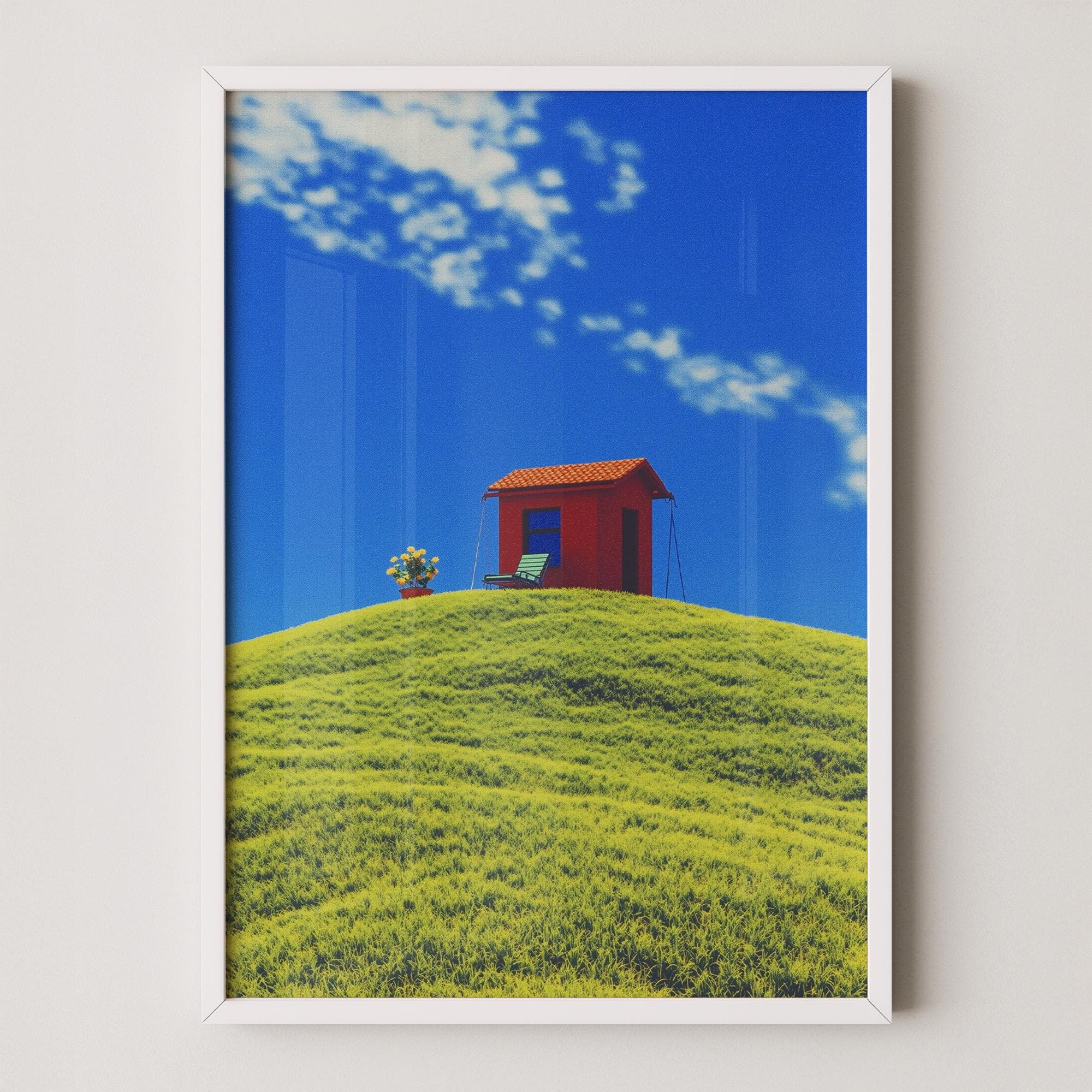 Liminal Hill Dreamcore Poster - Surreal Tiny House Wall Art, Weirdcore ...