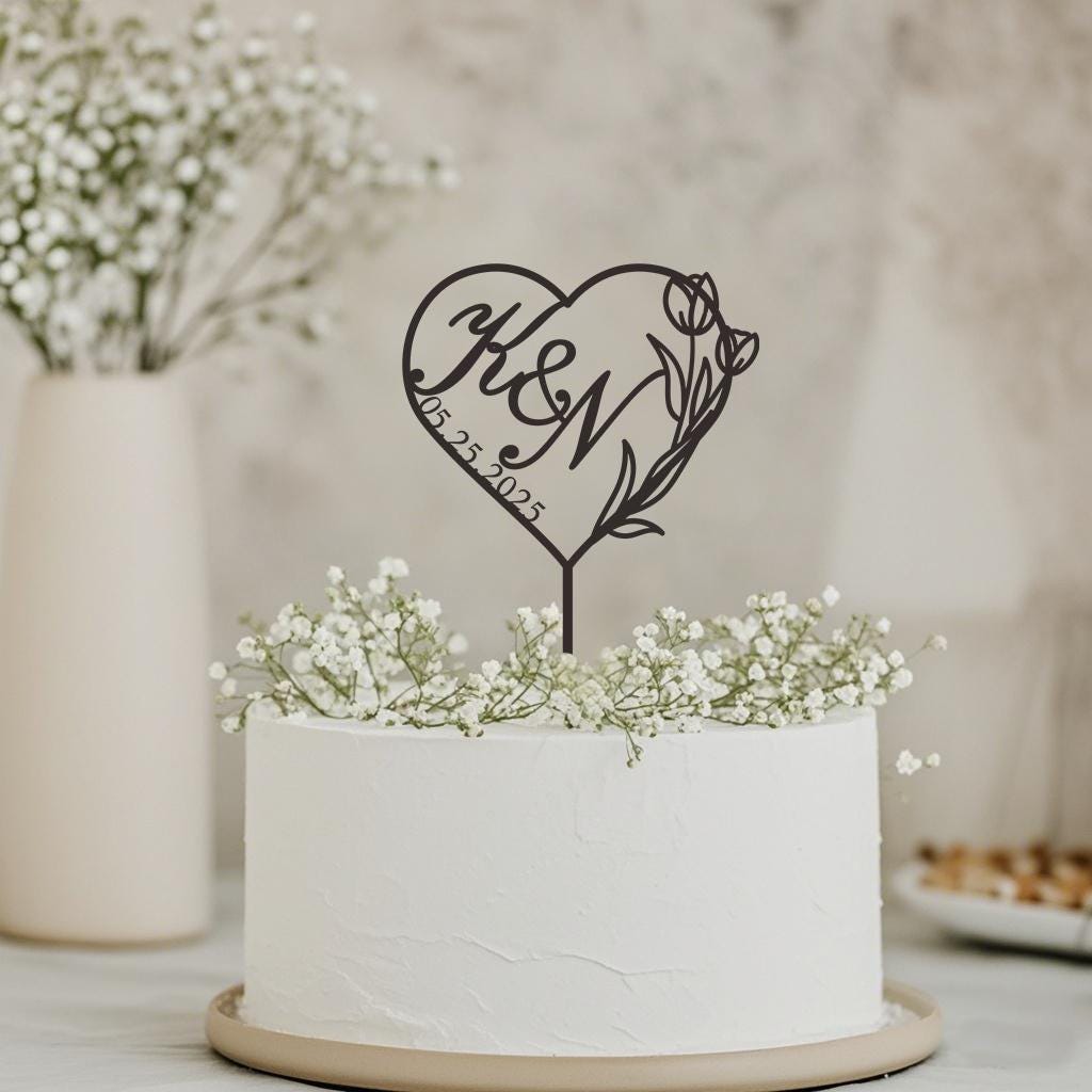 Custom Initial Wedding Cake Toppers, Personalised Wooden Cake Topper ...