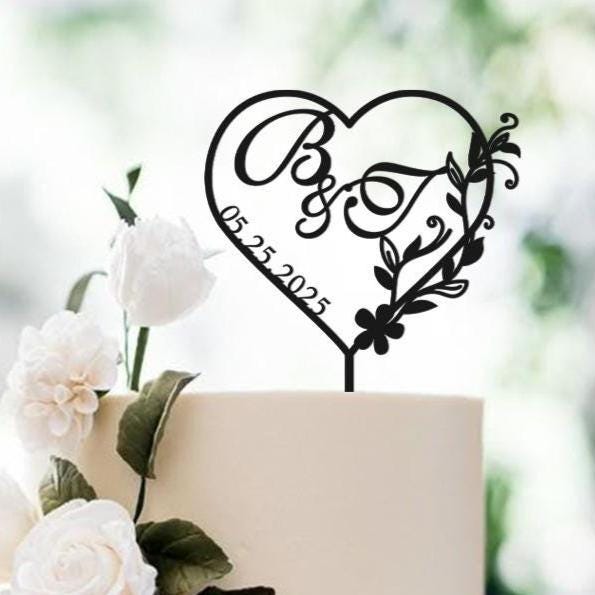 Custom Initial Wedding Cake Toppers, Personalised Wooden Cake Topper ...