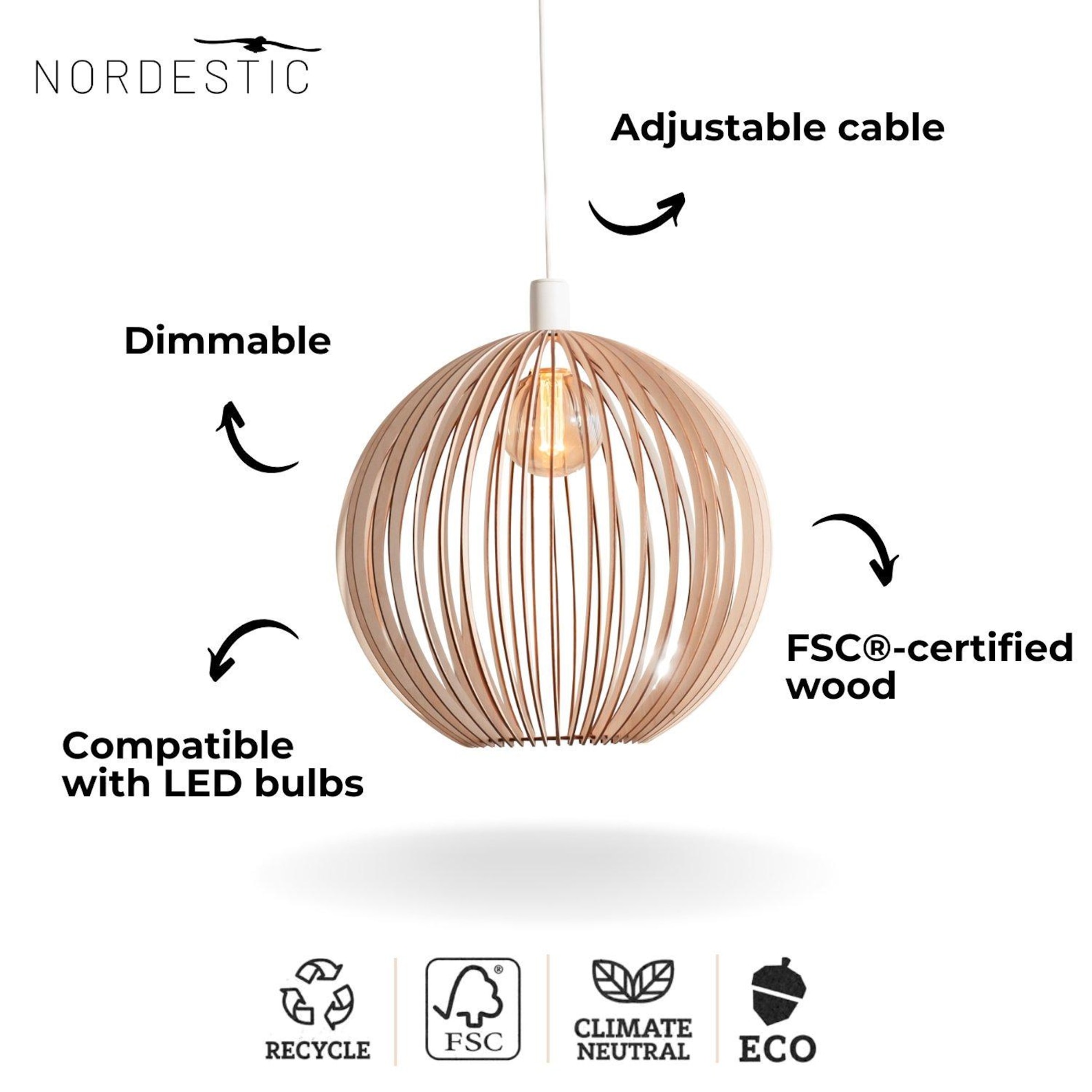 Scandinavian FSC Certified Hanging Lamp 'FORSETI' | Sustainable Ceiling ...
