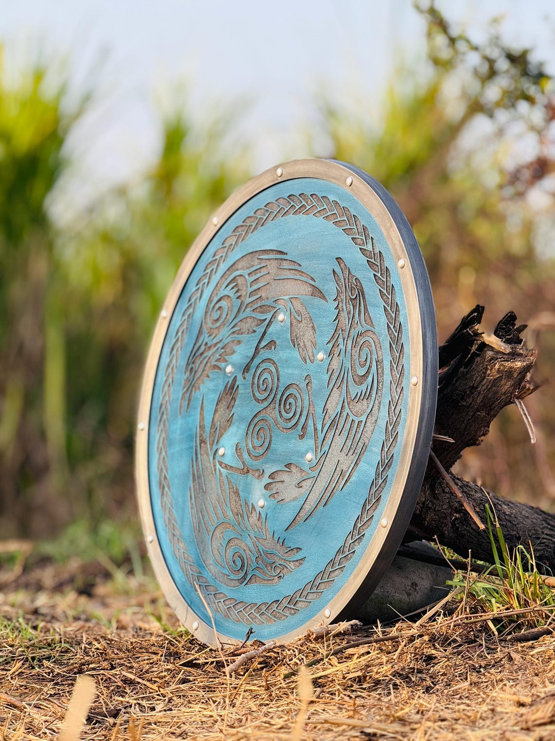Viking Norse Wolf Shield – Handcrafted Norse Wolf Triskelion Shield for ...
