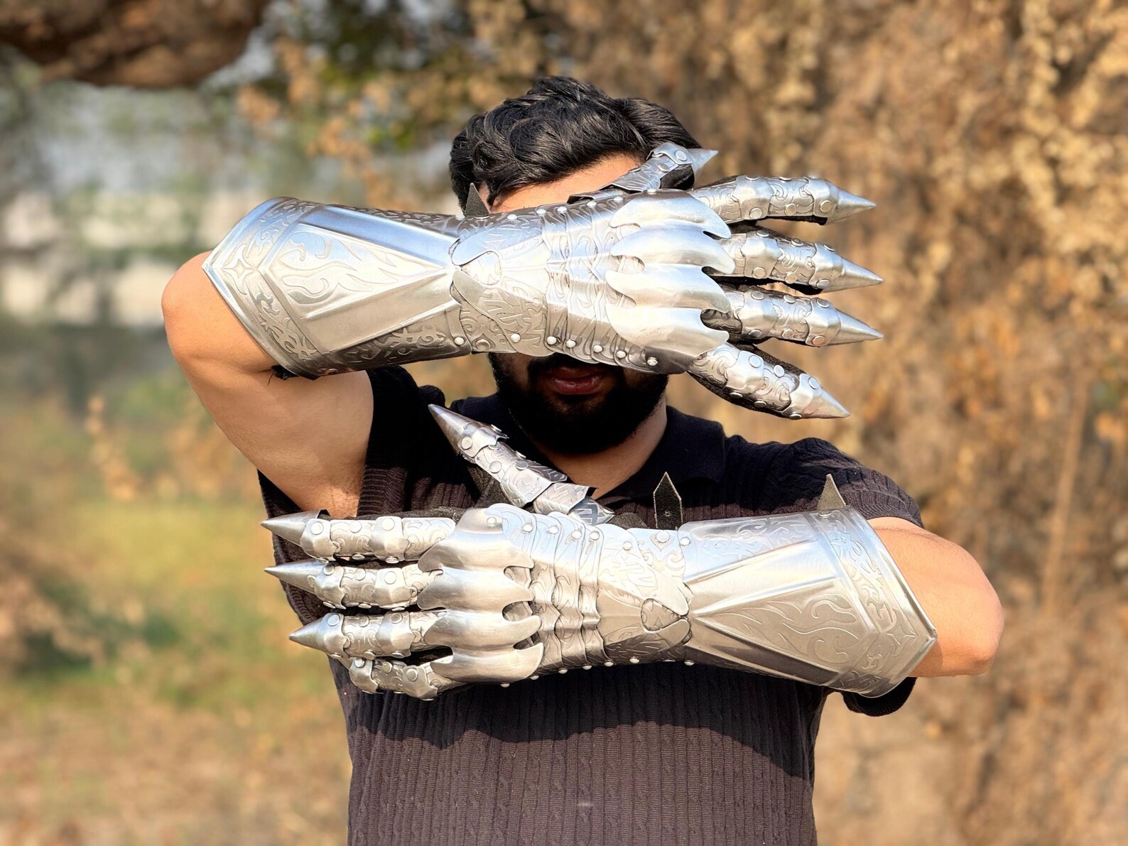 Medieval Nazgul Gloves ~ Etching Gloves Set ~ Medieval Knight Gothic ...