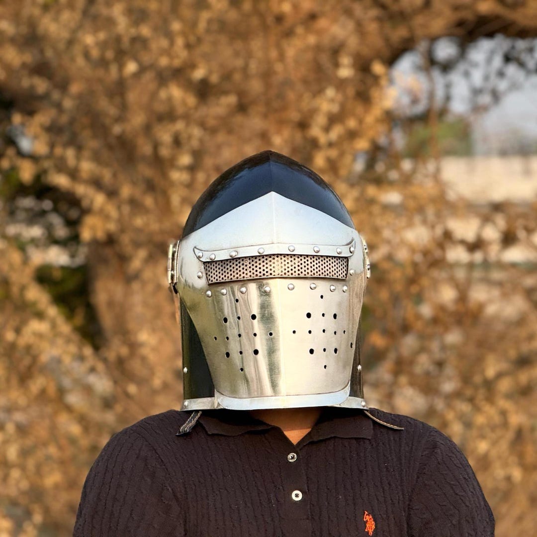 Barbuta Visor Helmet ~ Medieval Knight Armor 18g Mild Steel Helmet ...