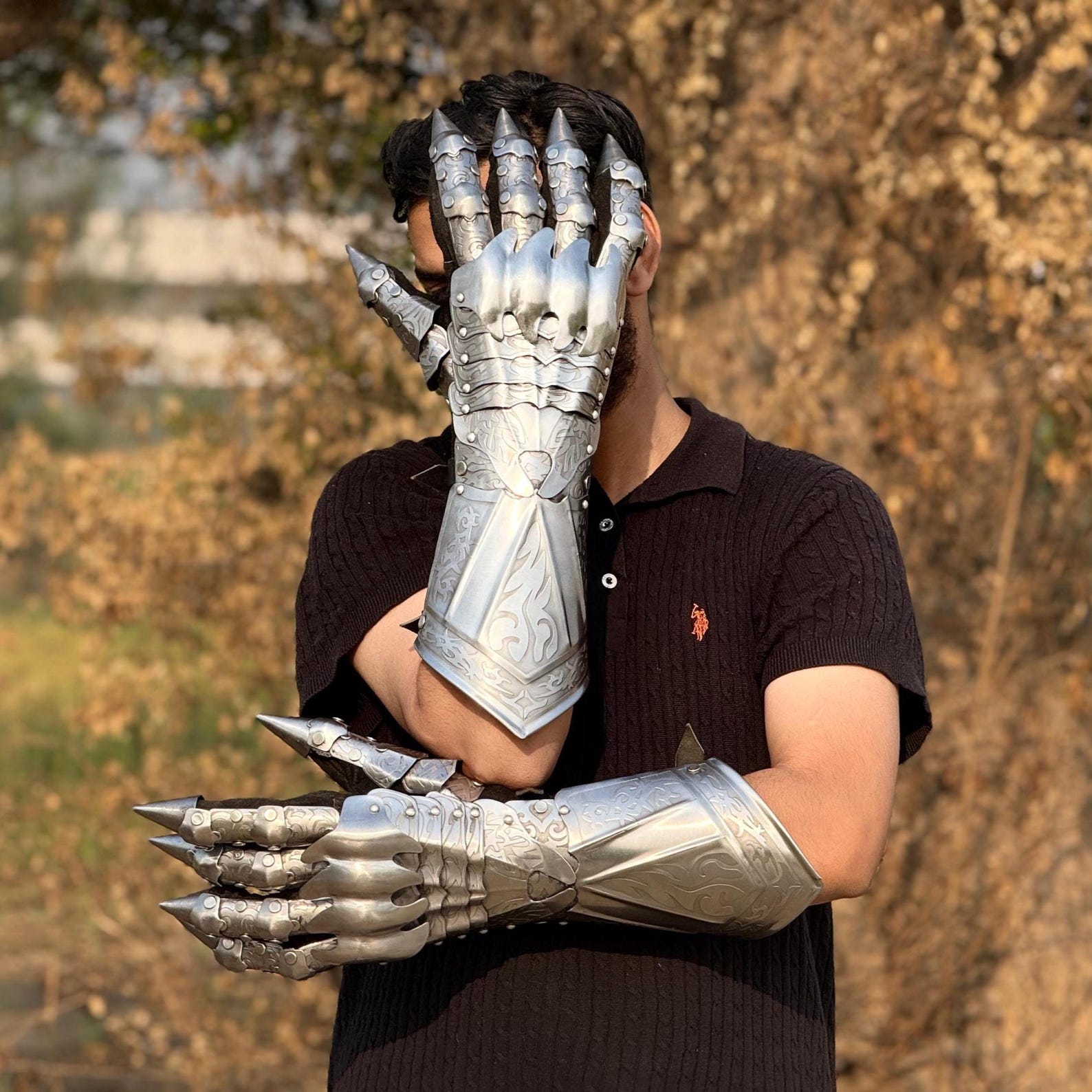 Medieval Nazgul Gloves ~ Etching Gloves Set ~ Medieval Knight Gothic ...