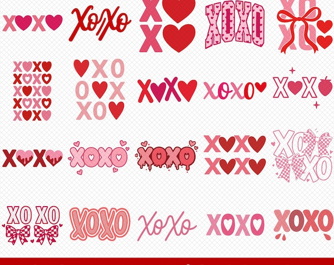 XOXO SVG Bundle, Valentine Love SVG Set, Heart Xoxo Designs, Romantic ...