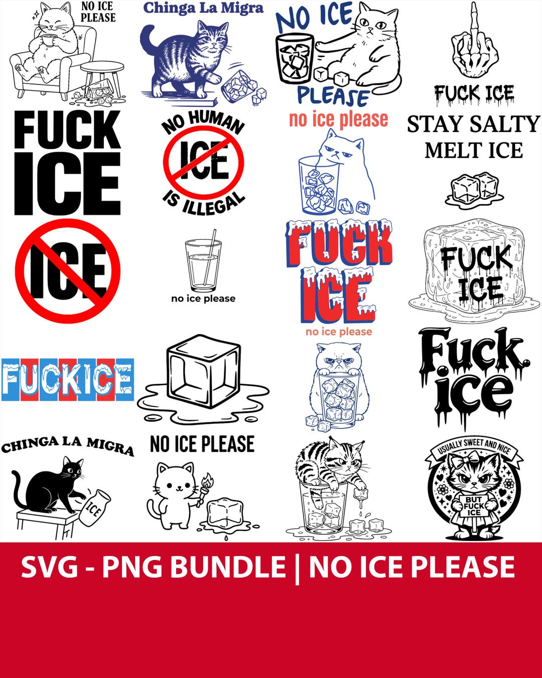 No Ice Please Cat Svg Png, Sarcastic Cat Meme Svg, Stay Salty Melt ICE ...