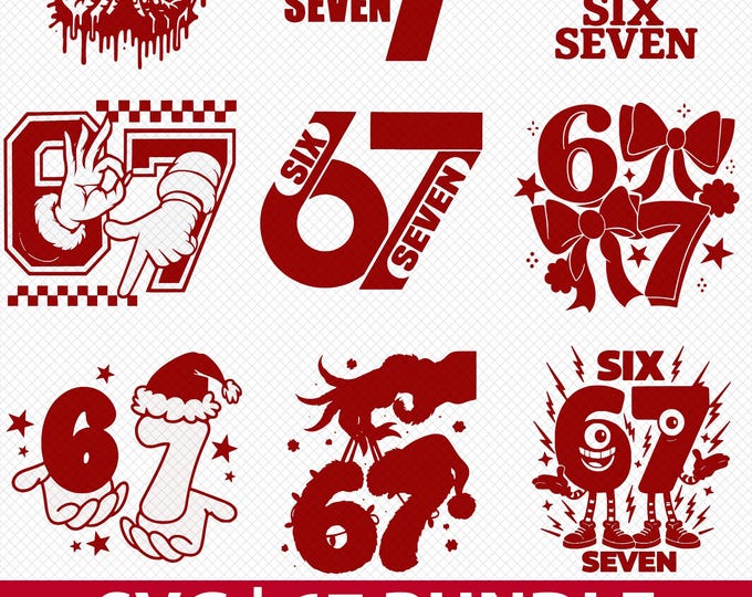 67 SVG Bundle, Number 67 Cut Files Set, Sports Jersey Numbers SVG ...