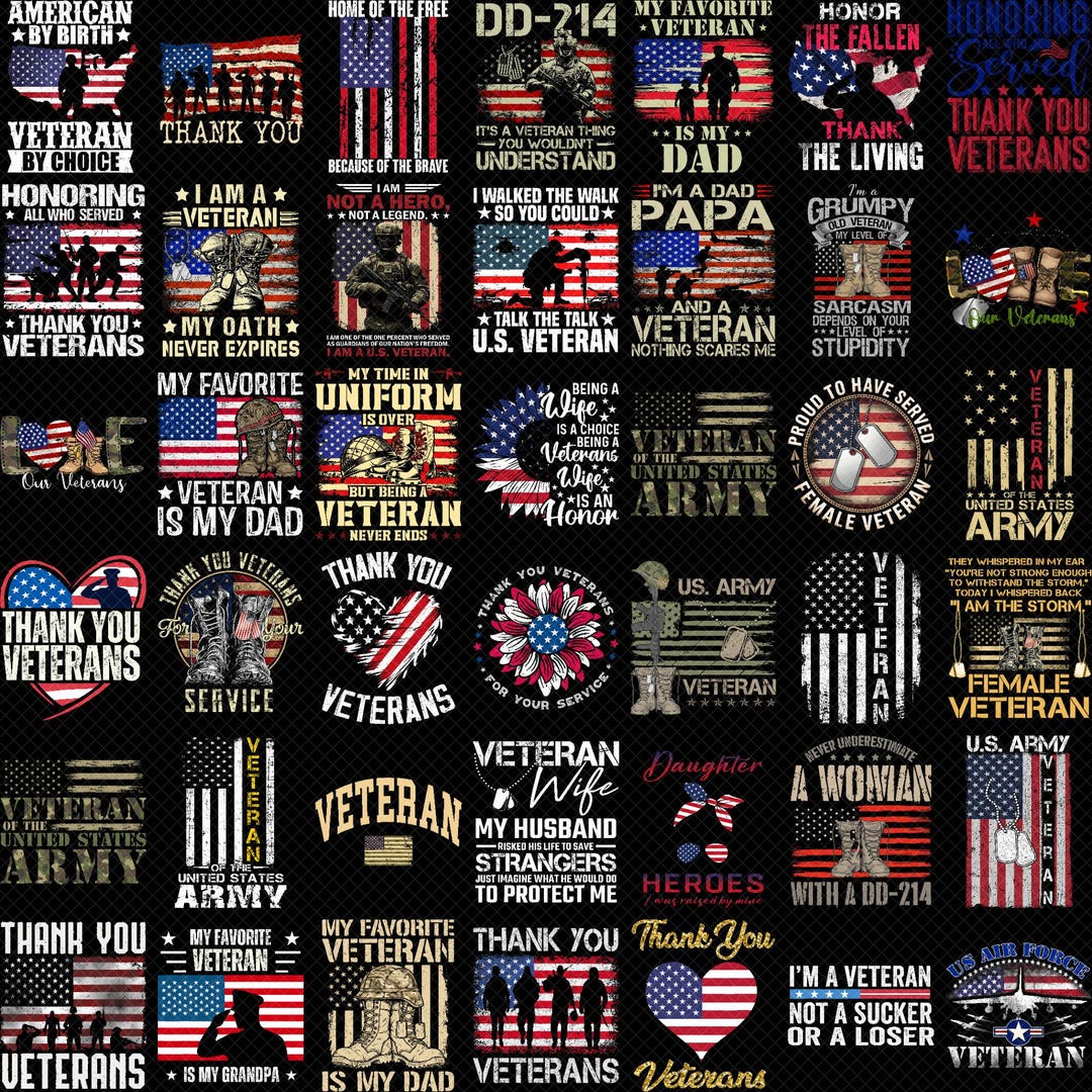 Veteran PNG Bundle Patriotic American Flag Military Designs, Veterans ...