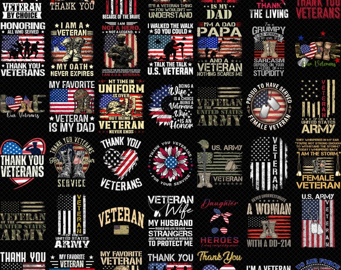 Veteran PNG Bundle Patriotic American Flag Military Designs, Veterans ...