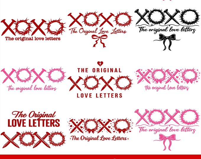 XOXO Love Letters SVG Bundle, Valentine Heart Design, Love Quote PNG ...