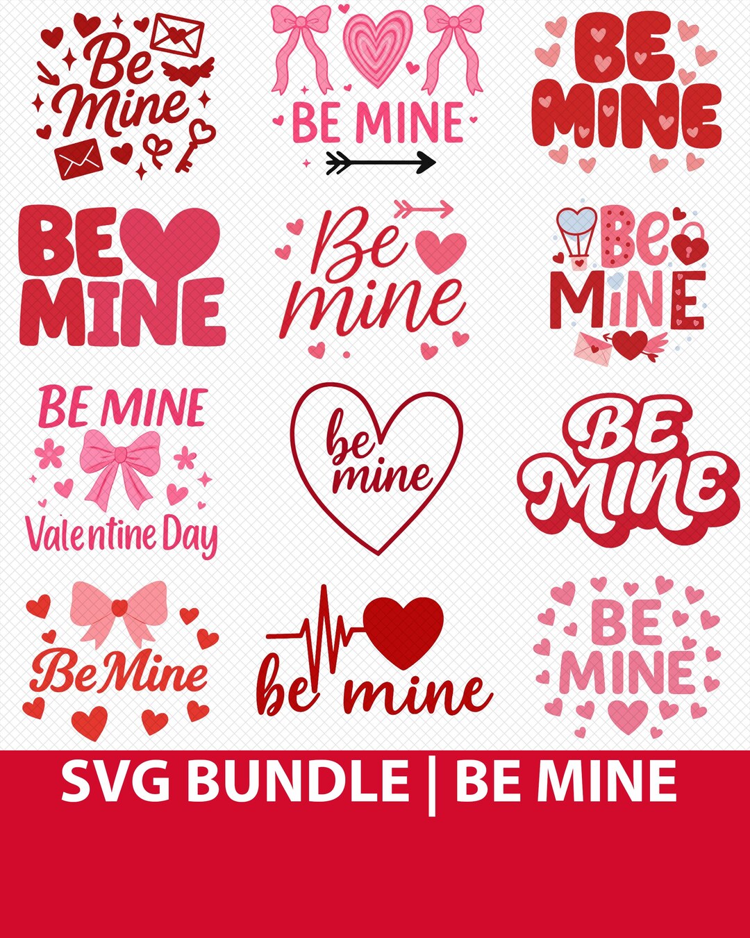 Be Mine SVG Bundle, Valentine Be Mine SVG Quotes, Heart Love Saying Cut ...