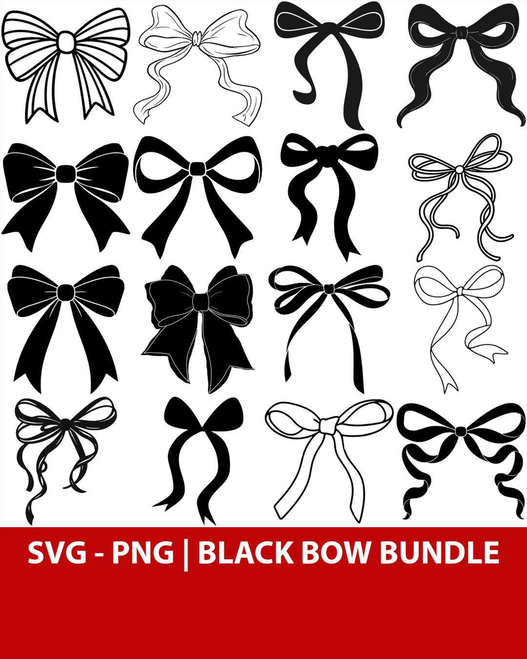 Black Bow Svg Bundle, Ribbon Bow Svg, Coquette Bow Svg, Bow Tie Svg ...