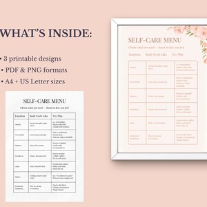 Self-care Menu PDF | Printable Mental Health Support Chart | Emotional ...