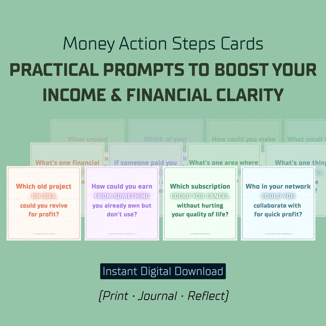 Money Action Steps Cards: Printable Finance Prompts (digital Download ...