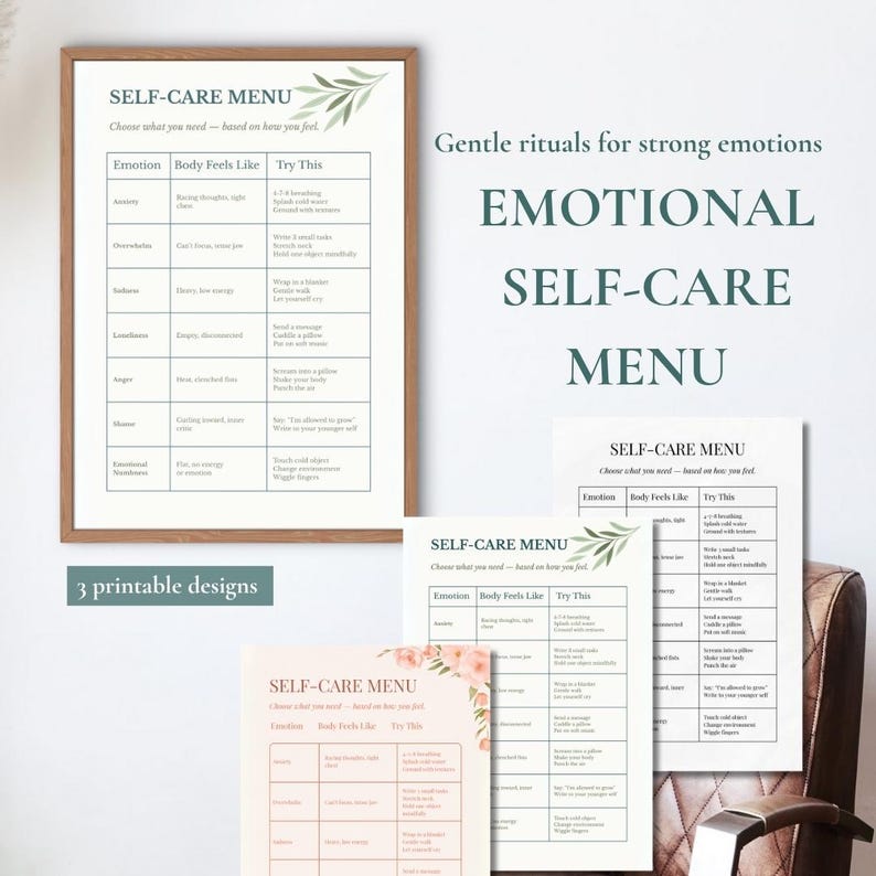 Self-care Menu Printable: Mental Health Support Chart (PDF) - Etsy