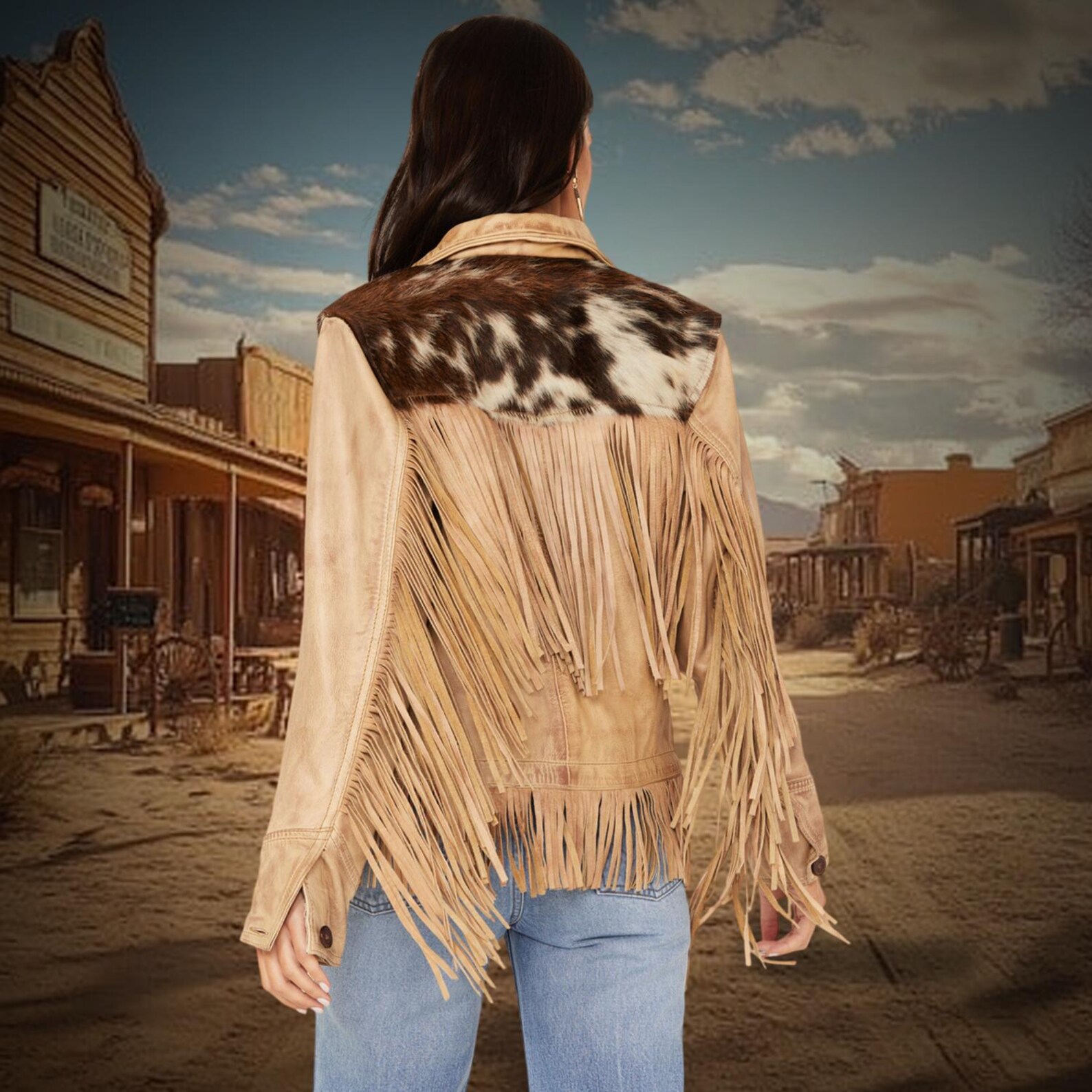 Western Wear Women's Cowhide Frontier Fringe Jacket, Handcrafted ...