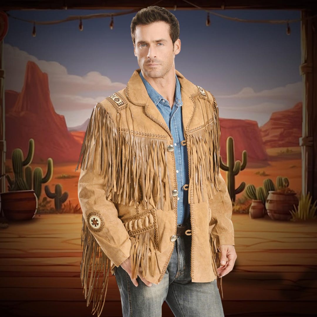 Western Wear Handmade Beaded Leather Fringe Jacket, Native American ...