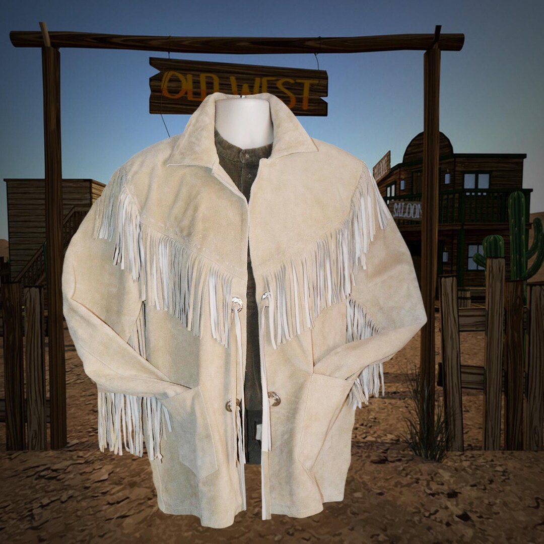 Classic Suede Frontier Coat, Native American Suede Leather Fringe Coat ...