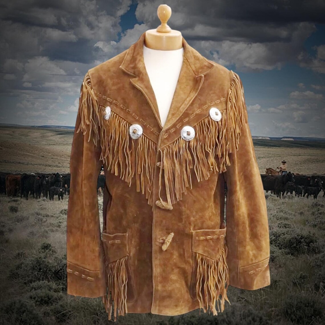 Traditional Western Wear Suede Leather Fringe Suit, Cowboy Leather ...